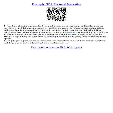 Personal Narrative Essay Example | PDF