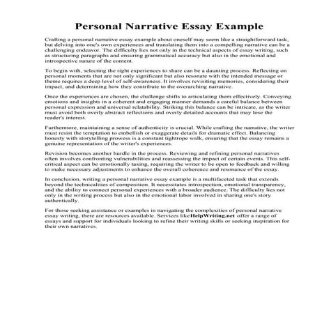 Personal Narrative Essay Example. 006 Personal Narrative Essay Example ...