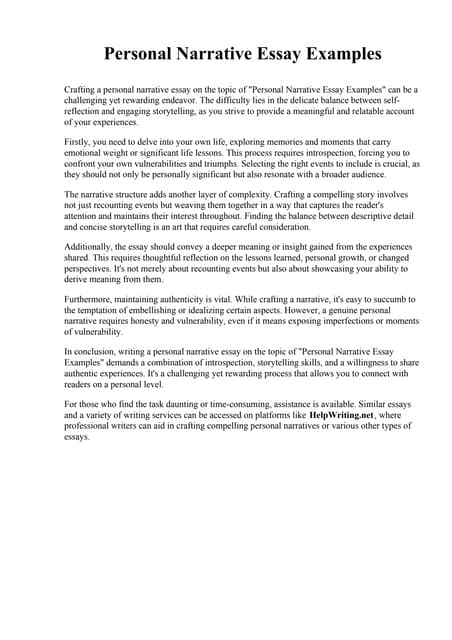 Personal Experience Essay Samples. Broward College | PDF