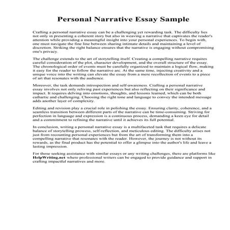 Personal Narrative Essay Sample | PDF