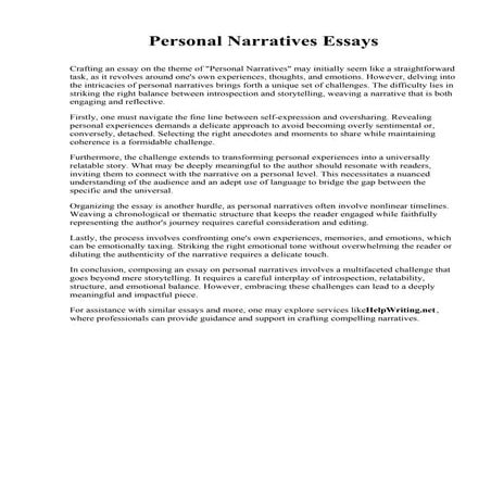Sample Personal Narrative Essays | PDF