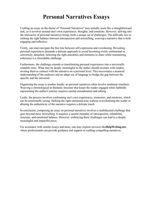 Writing A Personal Narrative Essay. University of Mary (North Dakota) | PDF