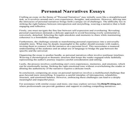 Personal Narratives Essays | PDF | Advertising Industry | Industries