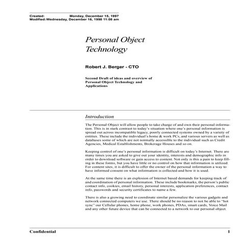 Personal Object Technology | PDF