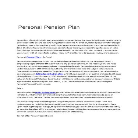 Personal pension plan | DOCX