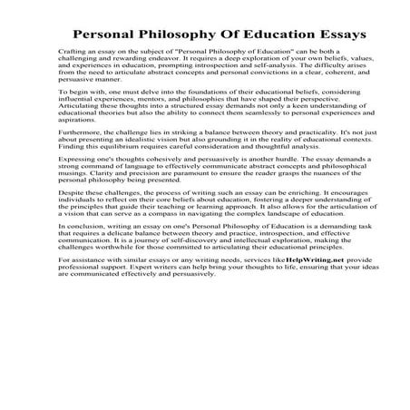 Personal Philosophy Of Education Essays | PDF