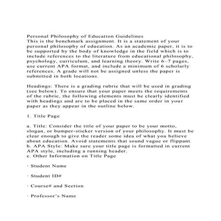 Personal Philosophy of Education GuidelinesThis is the benchma.docx