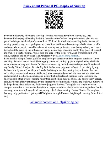 My nursing philosophy | PPTX | Healthcare Industry | Industries