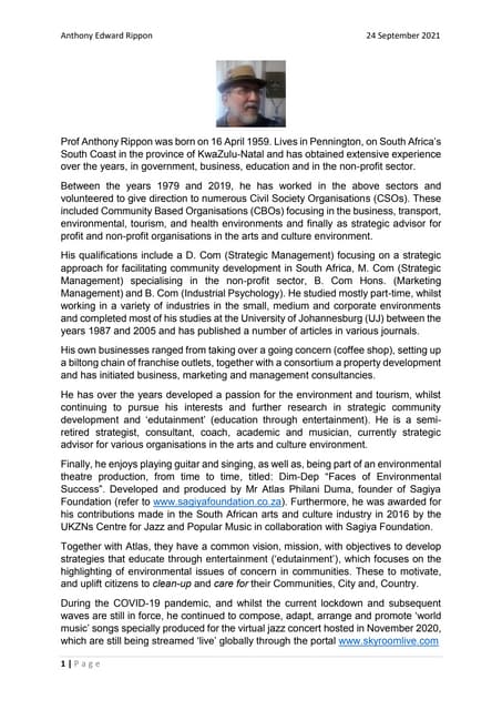 Profile 2022 - Dr. [Prof.] Anthony Rippon | PDF | Management Consulting ...