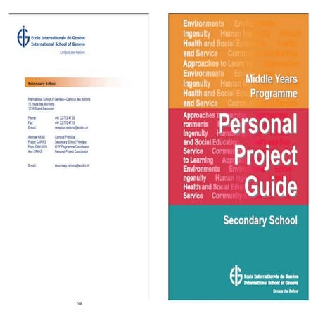 Personal Project Student Guide And Process Journal | PDF