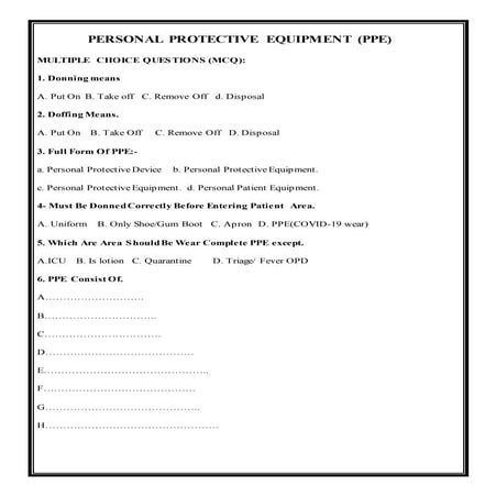 Personal protective equipment (1) | DOCX | Infectious Diseases ...