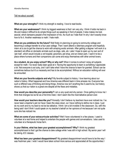 Questions- Classmate Interview | DOC