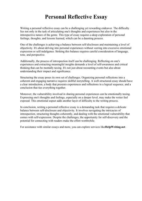 Self Reflective Essay Sample. Renton Technical College | PDF ...