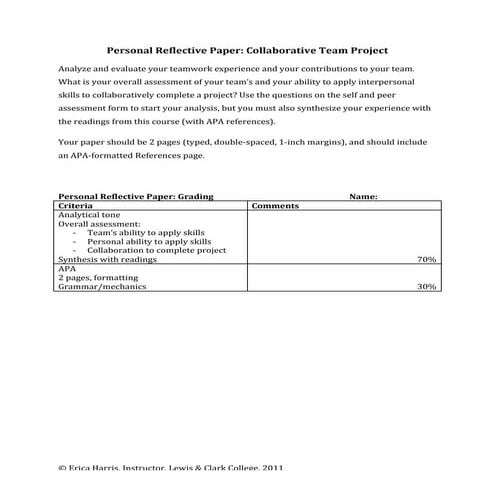 Personal reflective paper | PDF