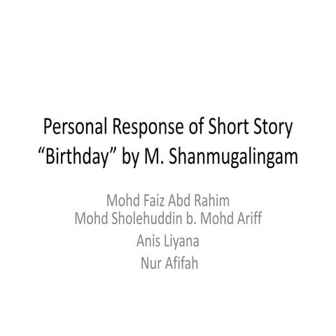 Personal response of short story birthday | PPTX
