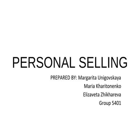 Personal selling | PPT