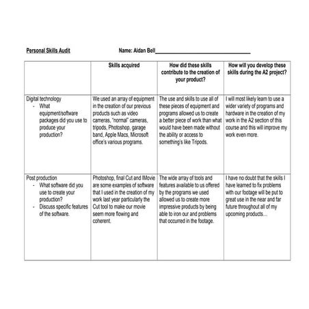 Personal skills audit | DOCX