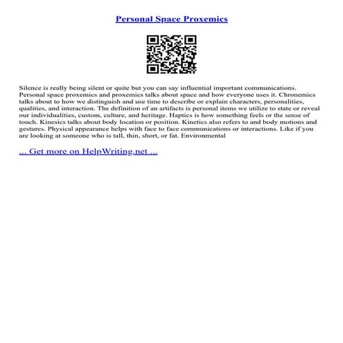 Personal Space Proxemics | PDF