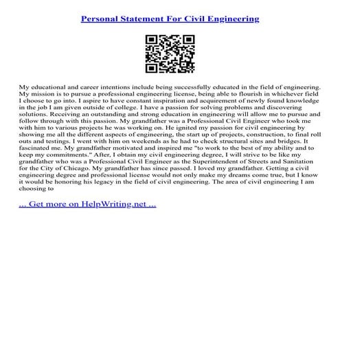 Personal Statement For Civil Engineering | PDF