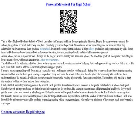 Personal Statement For High School | PPT