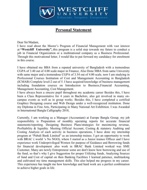 Personal Statement Letter Format Tips For Crafting A Standout