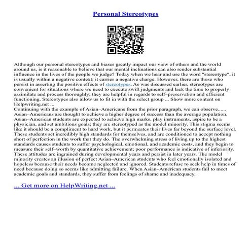 Personal Stereotypes | PDF