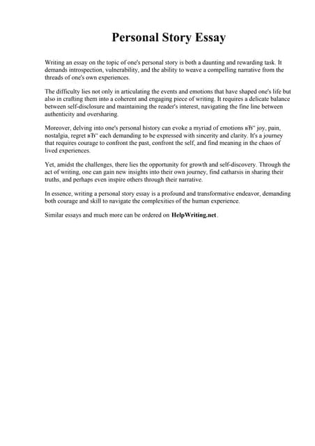 My Life Story Essay. Madera Community College | PDF