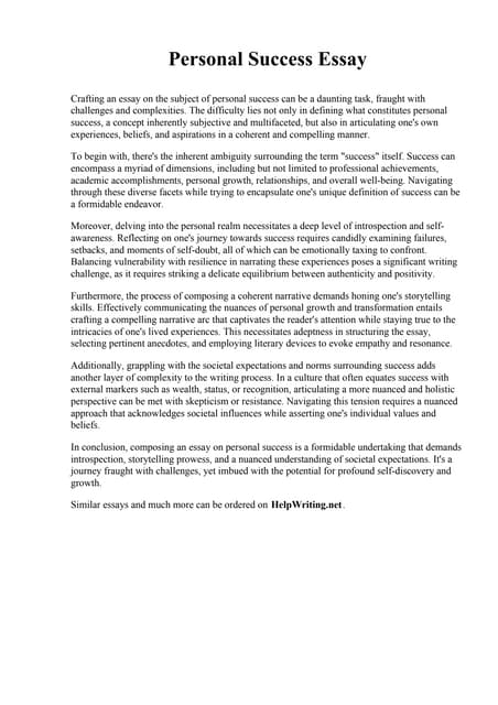 A Successful Person Essay. Fitchburg State University | PDF