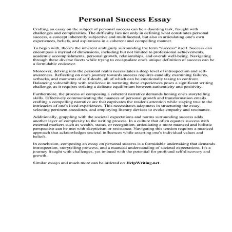 Personal Success Essay. Wonderful Success Essay Thatsnotus | PDF