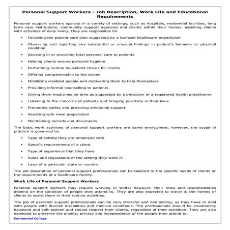 Personal support workers job description, work life and educational ...