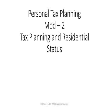 Personal Tax Planning Module notes full. | PDF