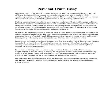 Personal Traits Essay. Essay Describe A Funny Person : Descriptive ...