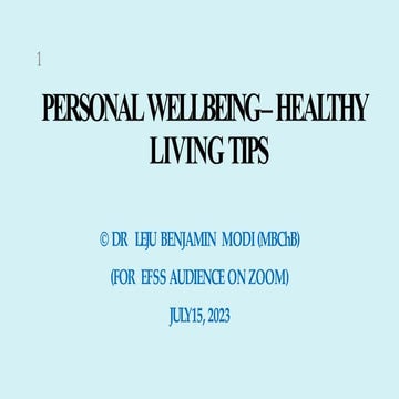 Personal Wellbeing - Healthy Living Tips | PDF