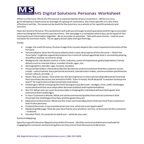 Personas worksheet | PDF