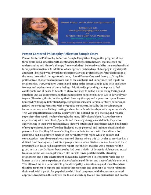 Person Centered Philosophy Reflection Sample Essay.docx Person Centered Philosophy Reflection Sample Essay.docx