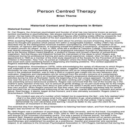 Person centered therapy by brian thorne | PDF