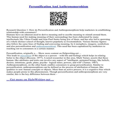 Personification And Anthropomorphism | PDF