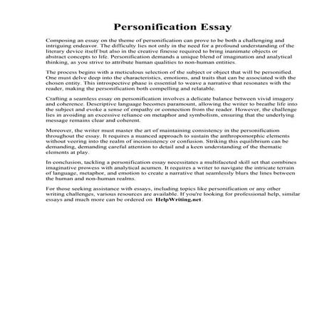 Personification Essay. Metaphor vs. Personification Grammar Rules ...