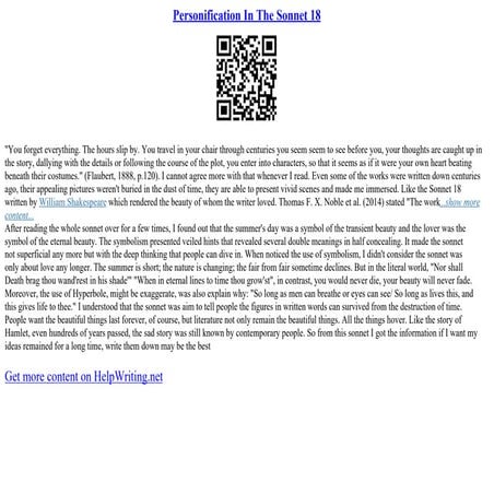 Personification In The Sonnet 18