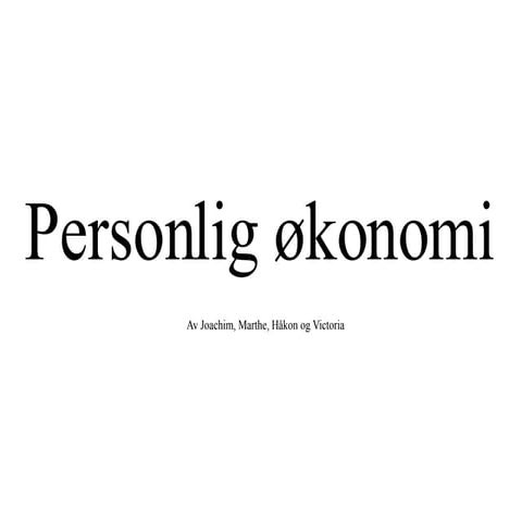 Personlig Økonomi | ODP