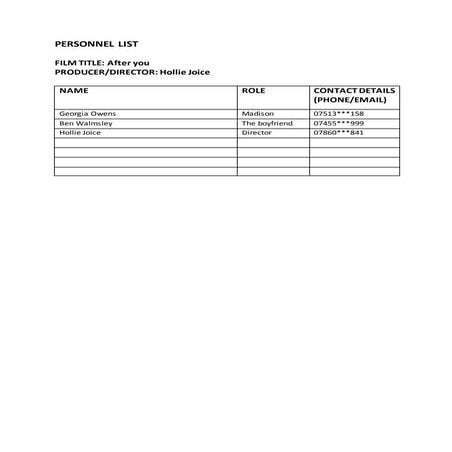 Personnel list | DOCX