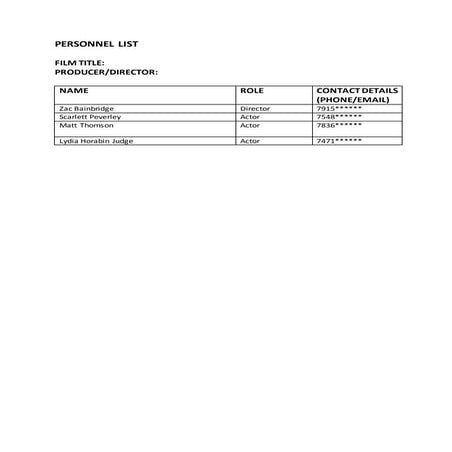 Personnel list | DOCX