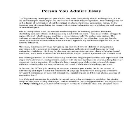 Person You Admire Essay. University of Virginia | PDF