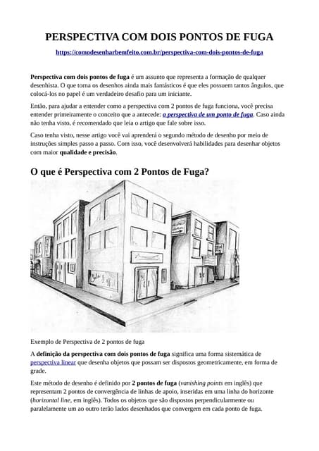 Desenho em perspectiva com um ponto de fuga | PDF