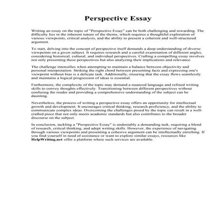 Perspective Essay. West Texas A&M University | PDF