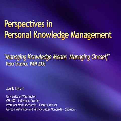 Perspectives in Personal Knowledge Management | PPT