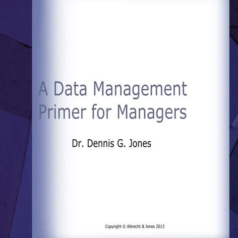 A Data Management Primer for Managers | PPTX