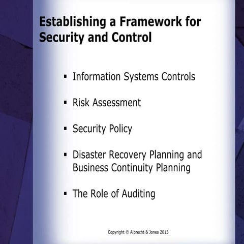 Establishing a Framework for Security and Control | PPTX