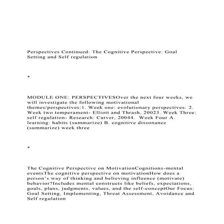 Perspectives Continued The Cognitive Perspective Goal Se.docx