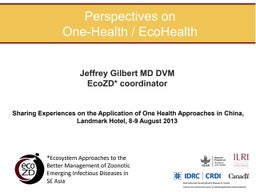 One Health: Concept and applications | PPT